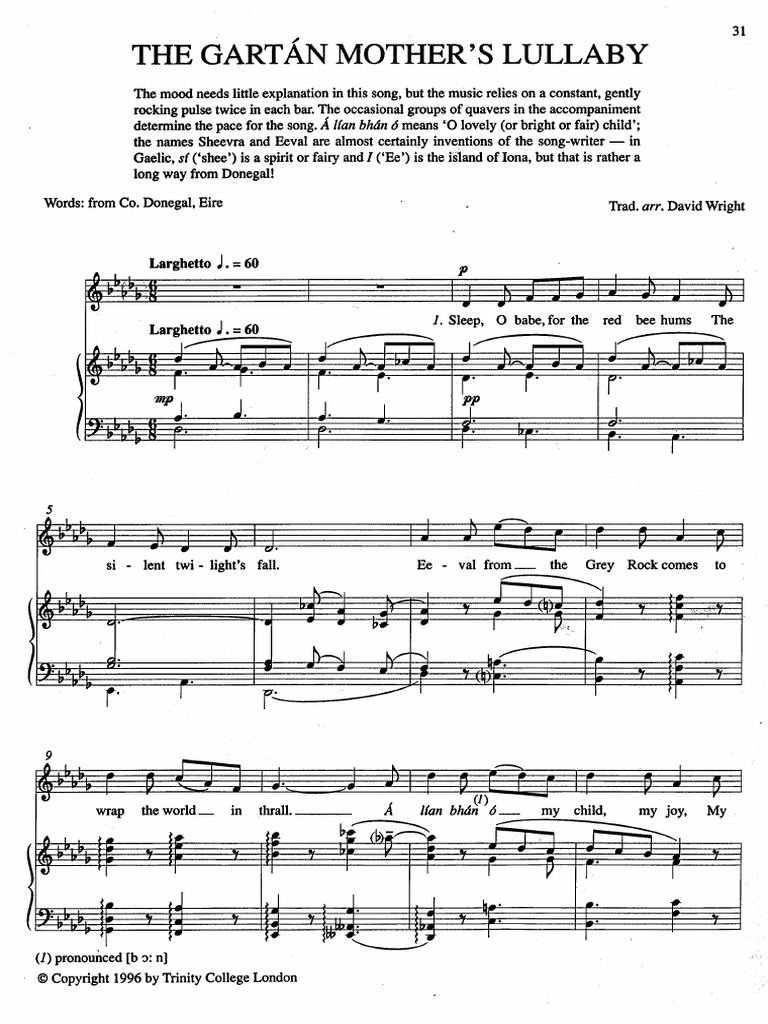 The Gartan Mothers Lullaby | PDF