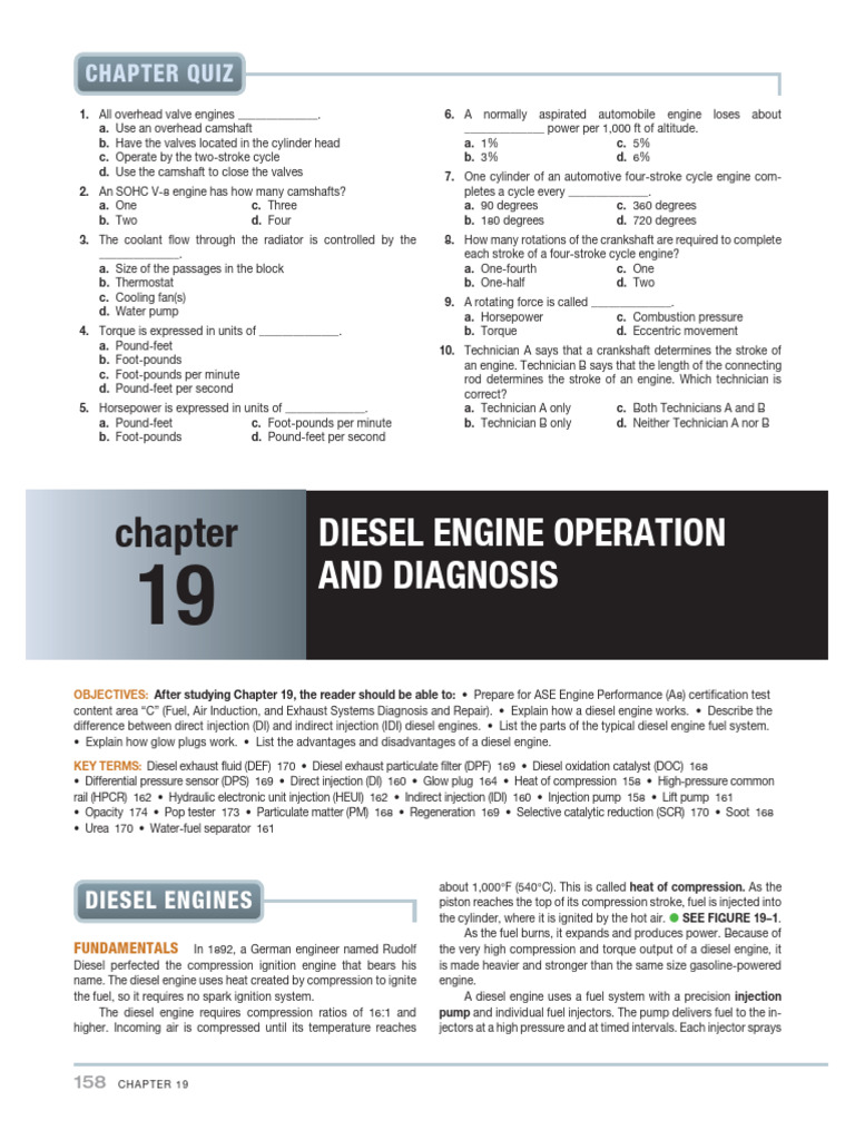 B8 Chapter 19 Diesel Engine Operation and Diagnosis | PDF | Internal ...