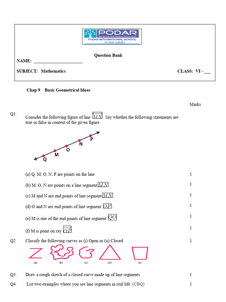 Grade 6 QB Basic Geometry - Math | PDF | Triangle | Circle