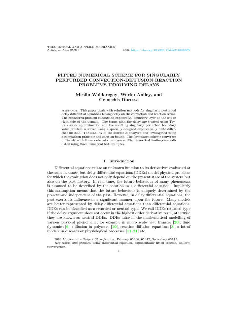 Fitted Numerical Scheme For Singularly P | PDF | Differential Equations | Equations