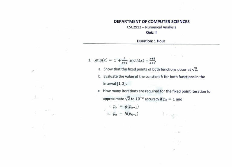 Numerical Analysis Quiz 3 | PDF