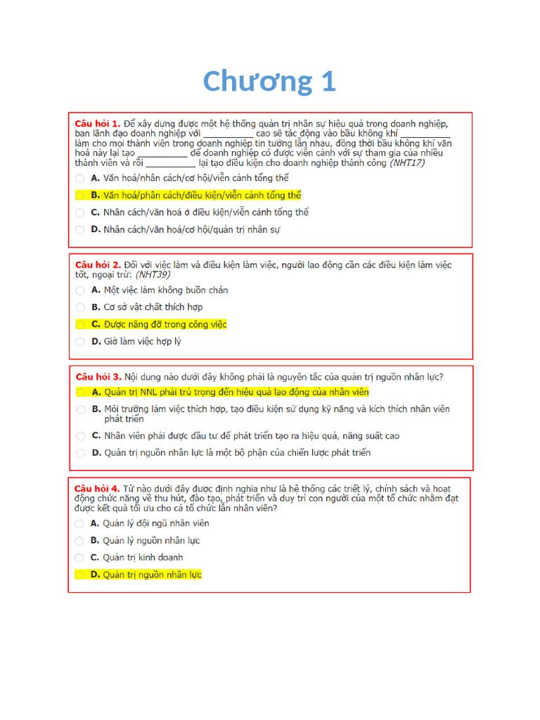 ĐỀ CƯƠNG QTRI NGUỒN NHÂN LỰC | PDF