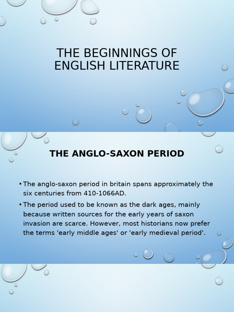 L1 The Beginnings of English Literature | PDF | Wessex | Anglo Saxons