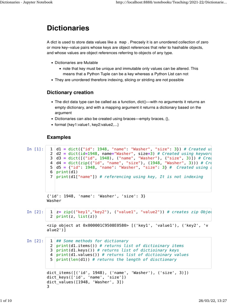 Dictionaries Jupyter Notebook Pdf Computer Programming Software 8772