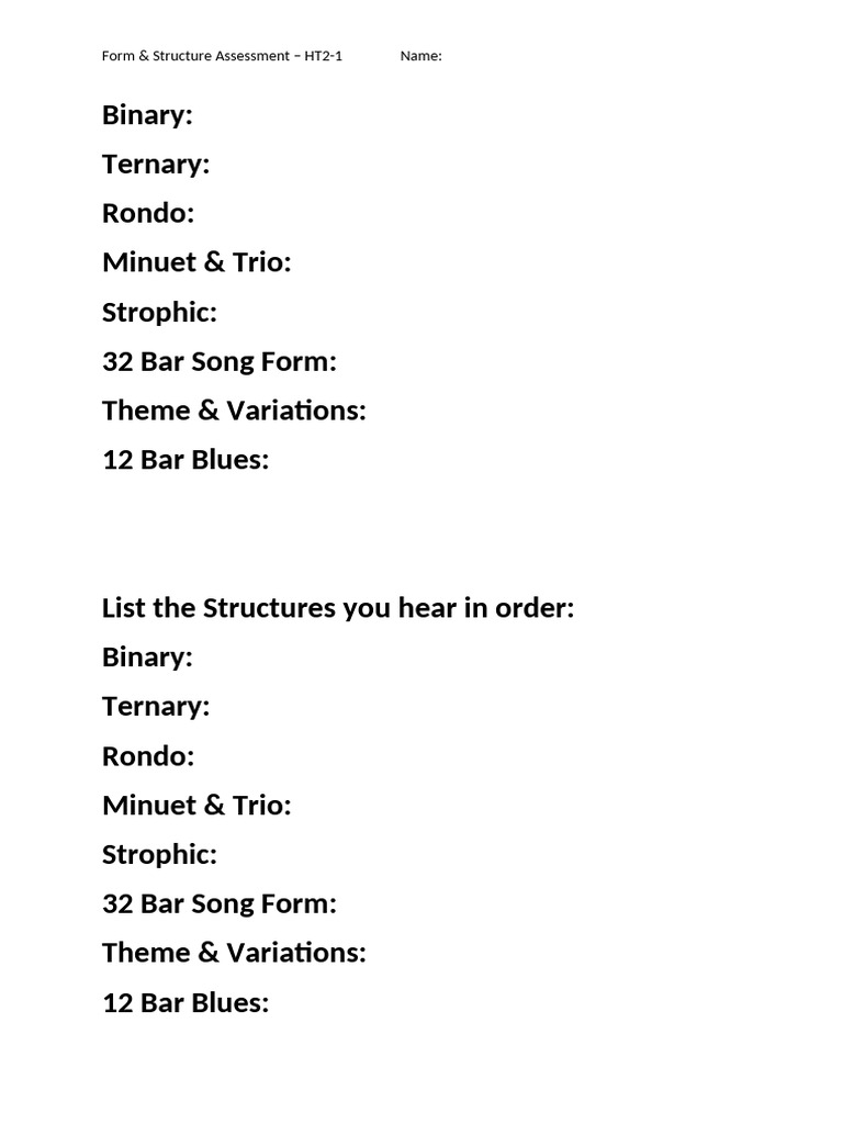 Structure & Form - Quiz Answers | PDF