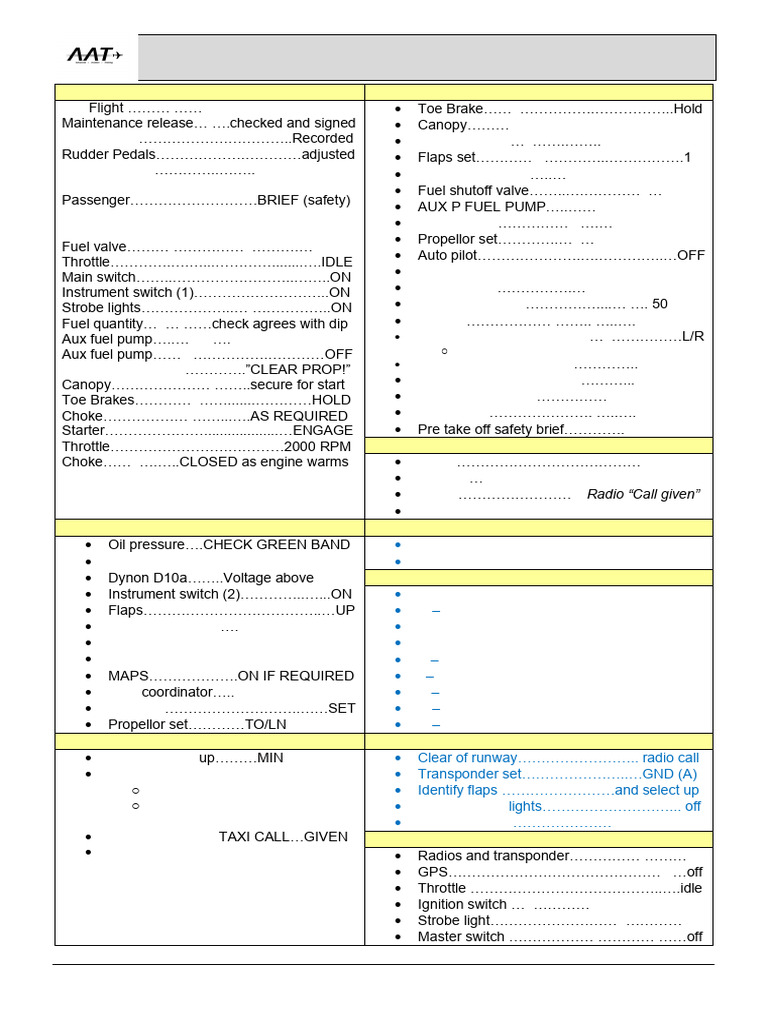 Aircraft Checklist STING S4 V1.4 | PDF | Turbine Engine Failure | Aviation