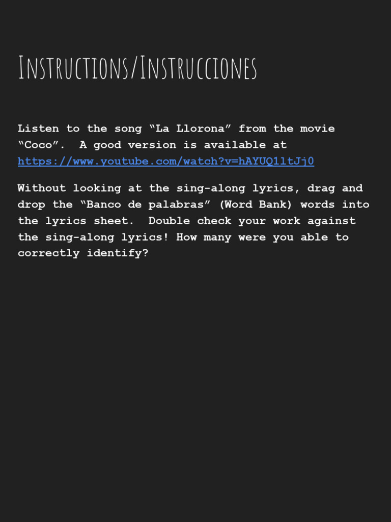 La Llorona Song Cloze | PDF | Foreign Language Studies