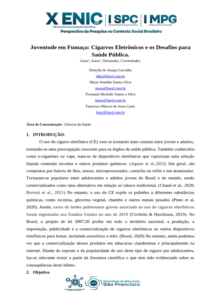 Resumo Expandido ENIC 15-11 | PDF | Fumo