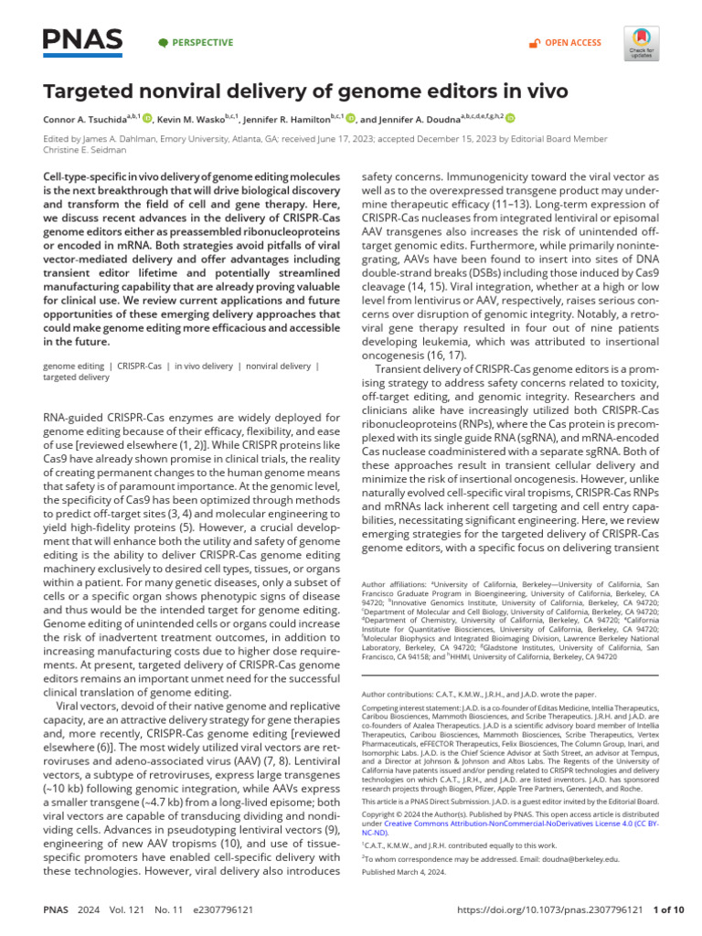 Tsuchida Et Al 2024 Targeted Nonviral Delivery of Genome Editors in ...