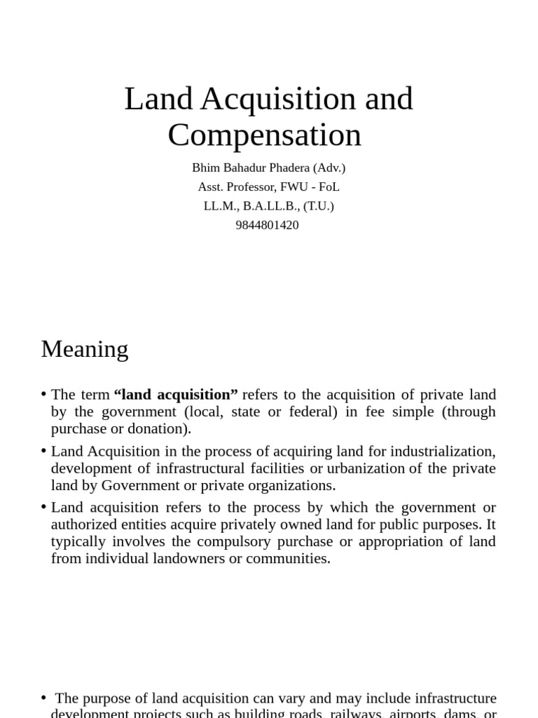 2.3.0 Land Acquisition | PDF