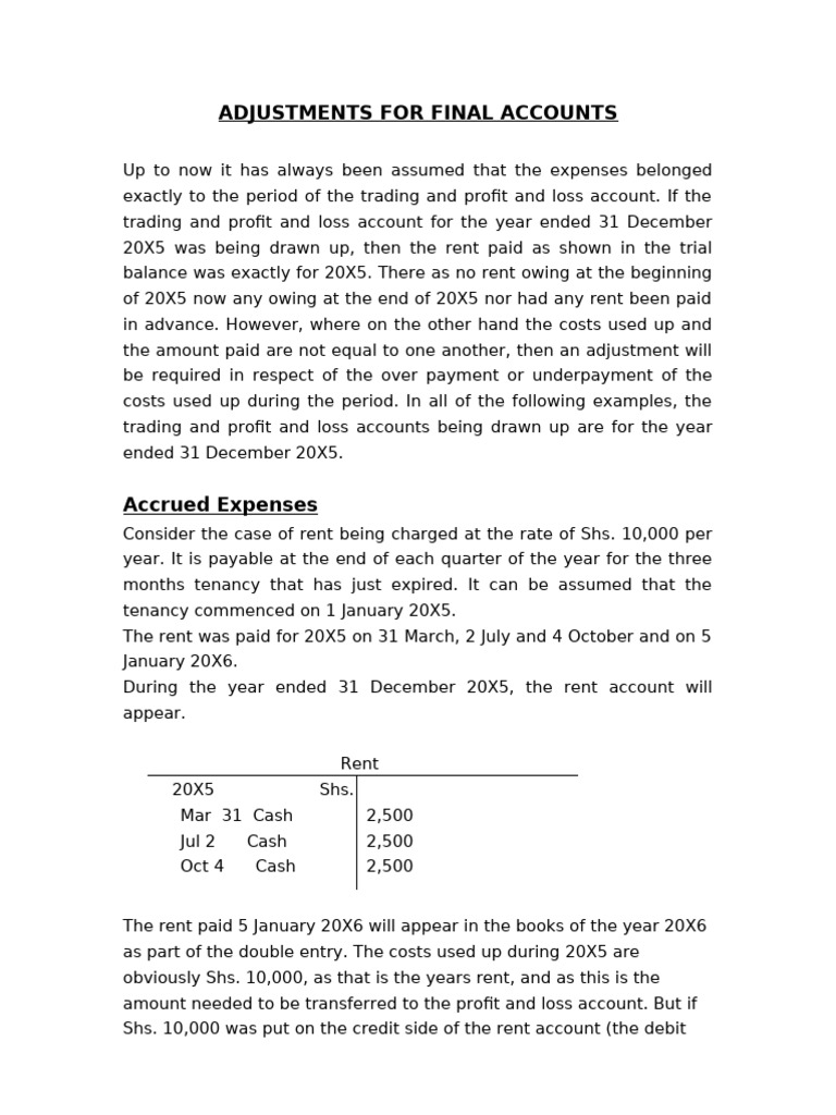 6 Adjustments For Final Accounts | PDF | Debits And Credits | Accounting