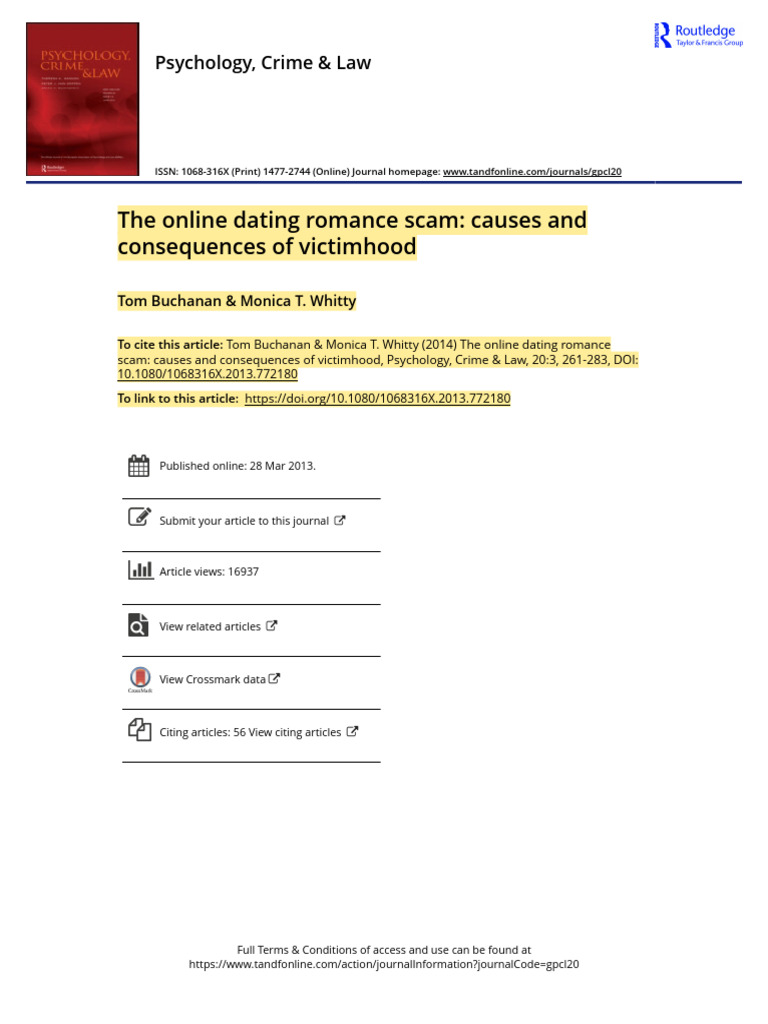 The Online Dating Romance Scam Causes and Consequences of Victimhood ...