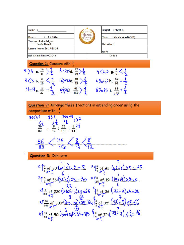 Answerkeys Sheet 10 | PDF