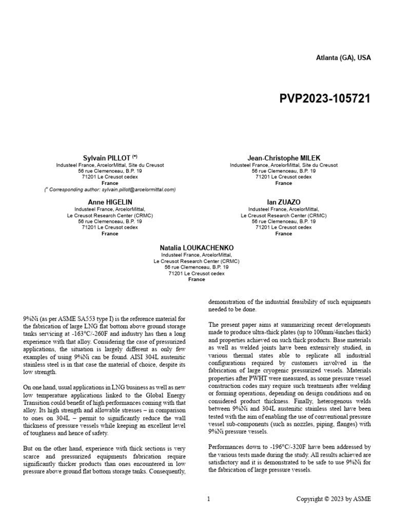 ASME PVP2023-105721 - Final Paper | PDF | Construction | Welding