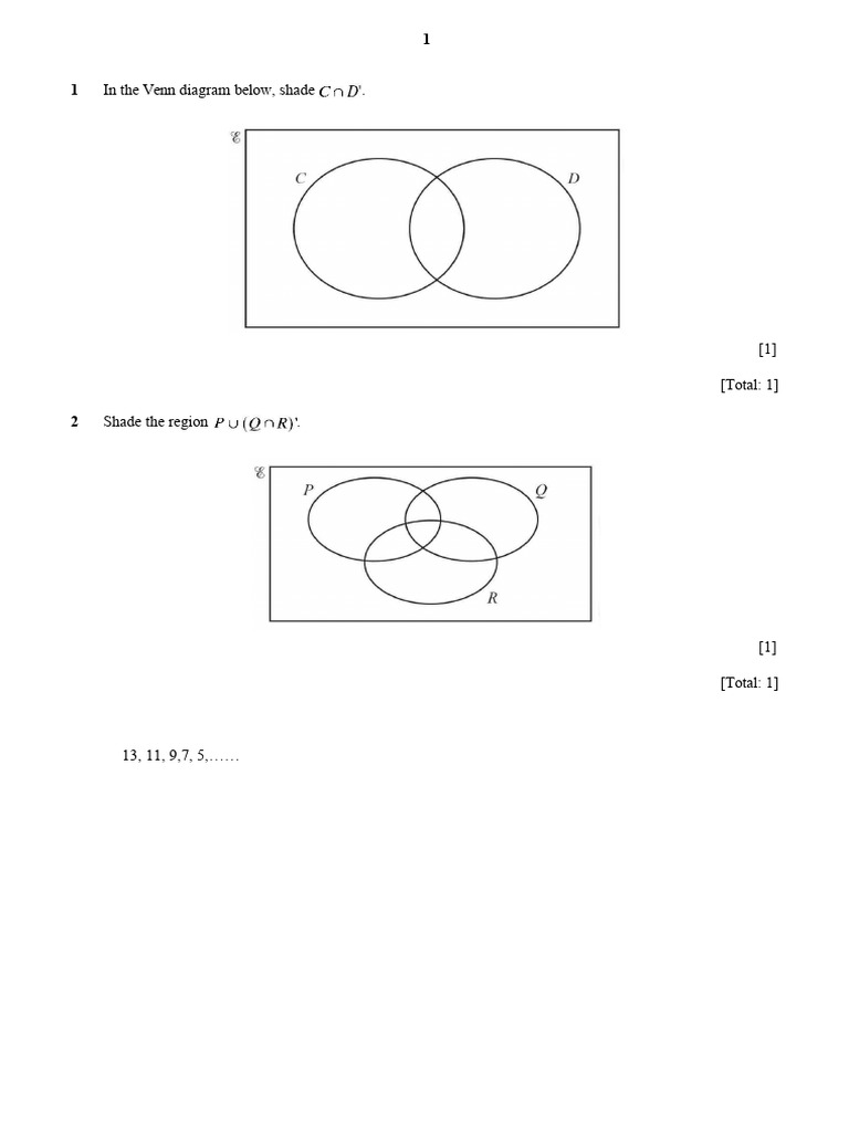 Math Sequences & Venn Diagrams | PDF | Teaching Methods & Materials | Science & Mathematics