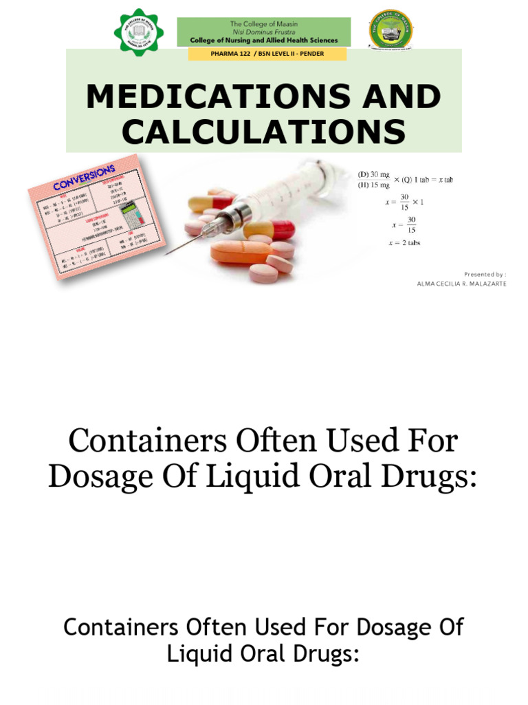 Medications and Calculations | PDF | Ounce | Intravenous Therapy