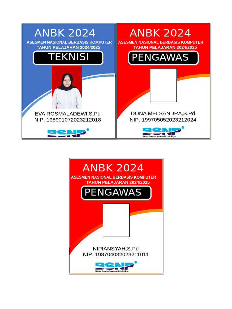 ID Card dan Name Tag ANBK 2024 | PDF