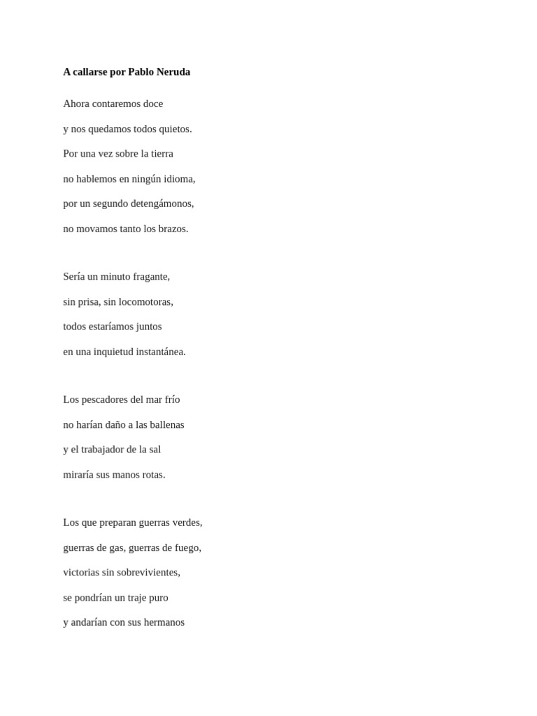 A Callarse Por Pablo Neruda | PDF | Arte