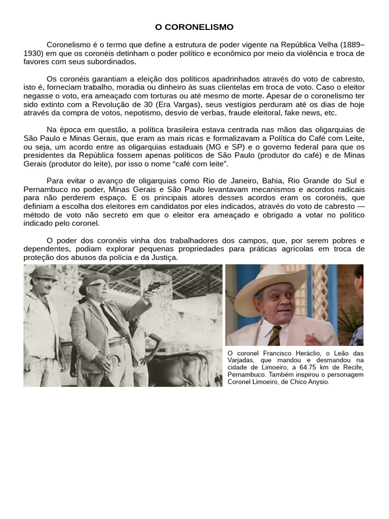 Coronelismo | PDF | Ciência Política | Brasil