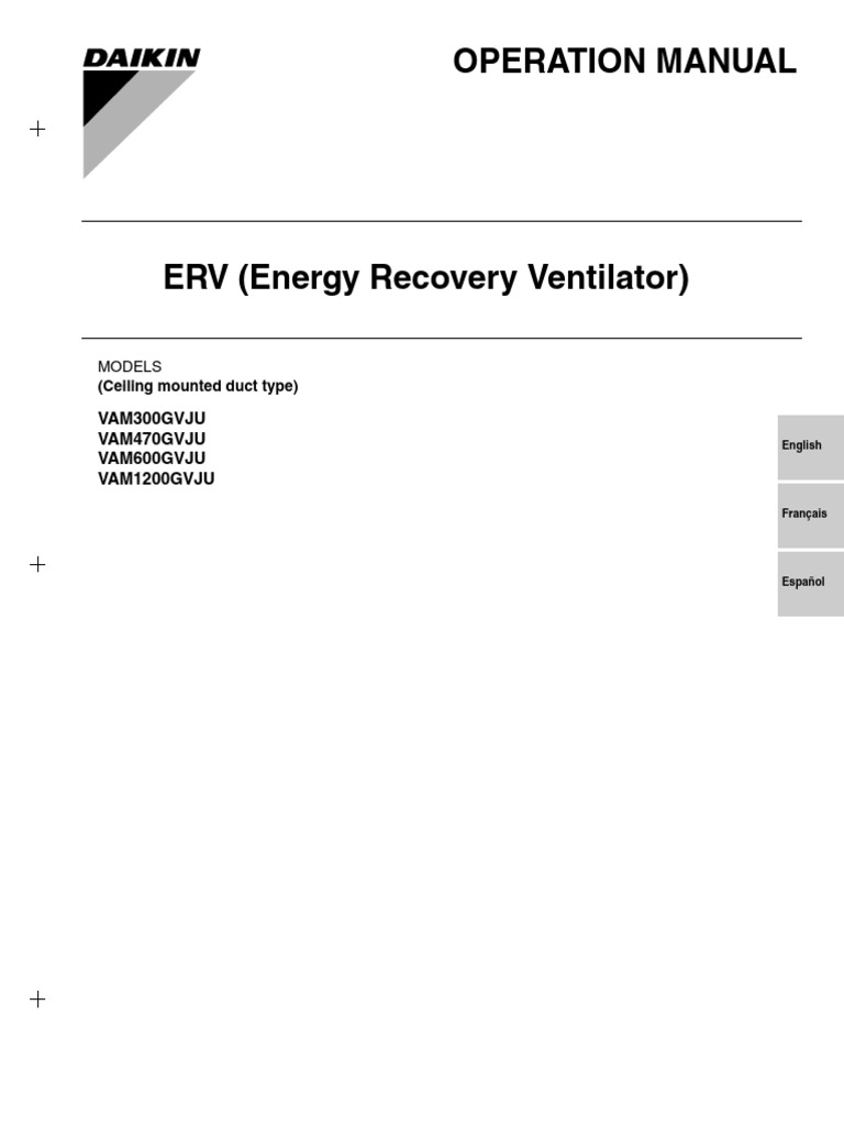 VAM-GVJU Energy Recovery Ventilator Operations Manual | PDF | Duct ...