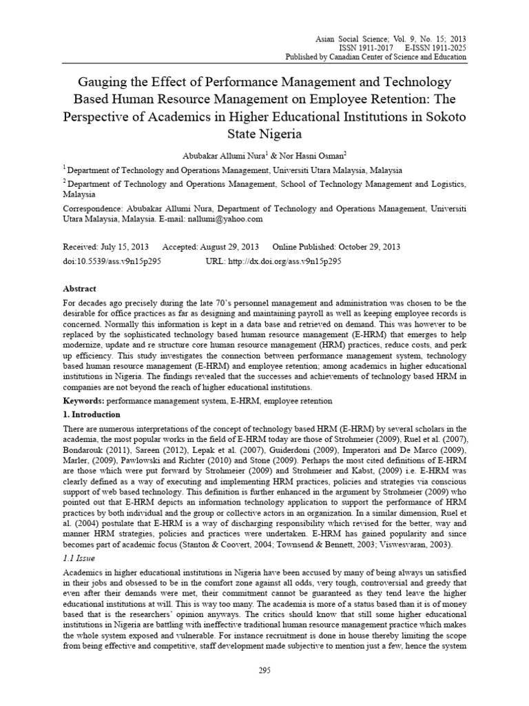 Gauging The Effect of Performance Management and Technology Based Human ... Gauging The Effect of Performance Management and Technology Based Human ...