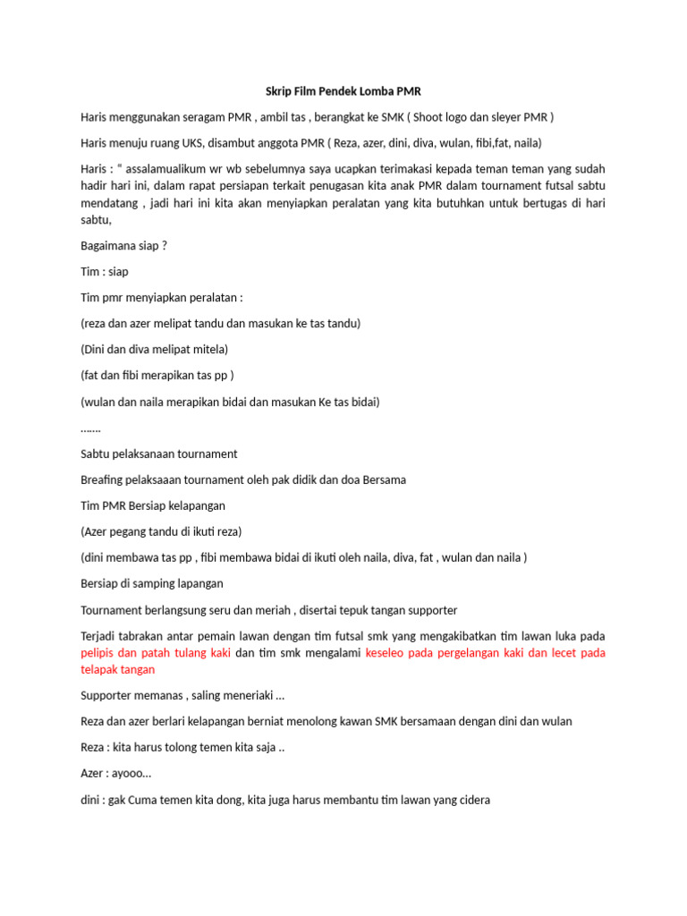 Skrip Film Pendek Lomba PMR | PDF