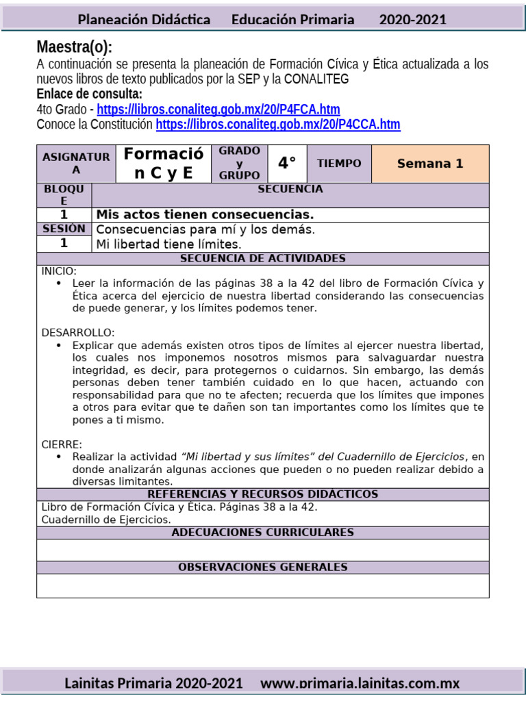 Noviembre - 4to Grado Formación C y E (2020-2021) | PDF | Discriminación | Educación primaria