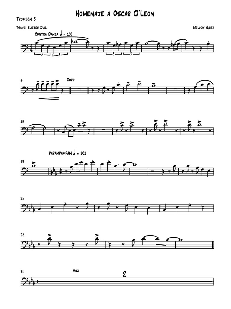 Homenaje A Oscar D Leon (Melody Gaita) - Trombón 3 | PDF