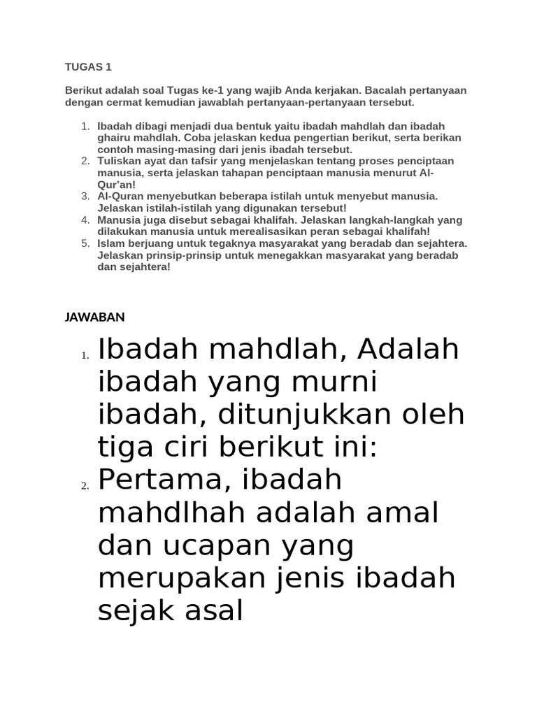 Ibadah: Mahdah dan Ghairu Mahdah | PDF