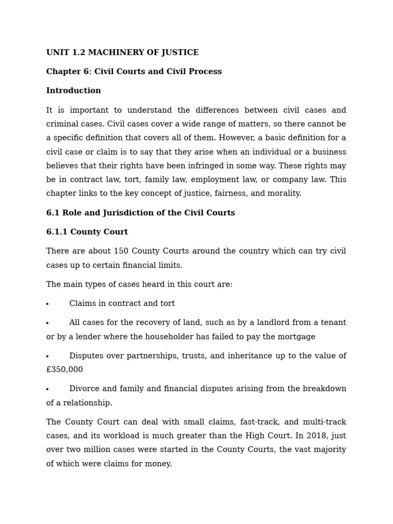 Civil Courts and Processes Explained | PDF | Appeal | Costs In English Law