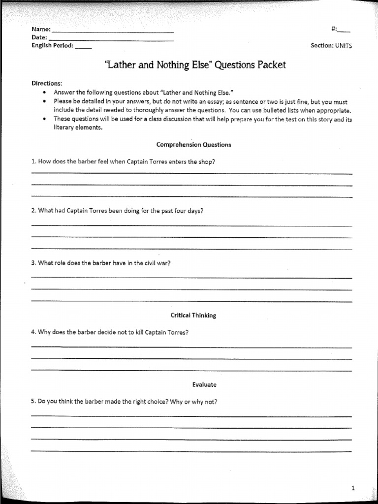 Packet Lather and Nothing Else | PDF