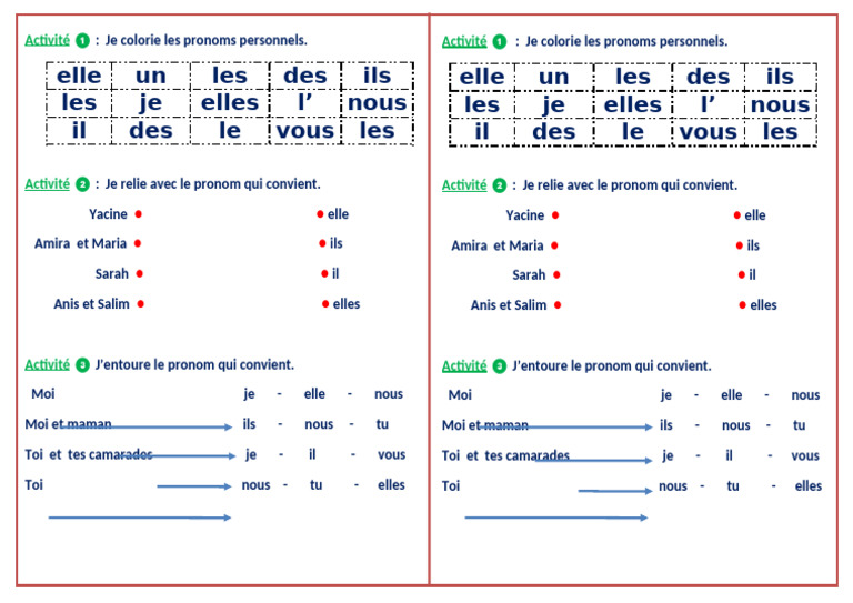 Exercices sur les pronoms personnels | PDF