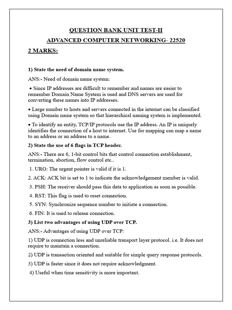 Acn Class Test-2 Solution | PDF | Transmission Control Protocol | World ...