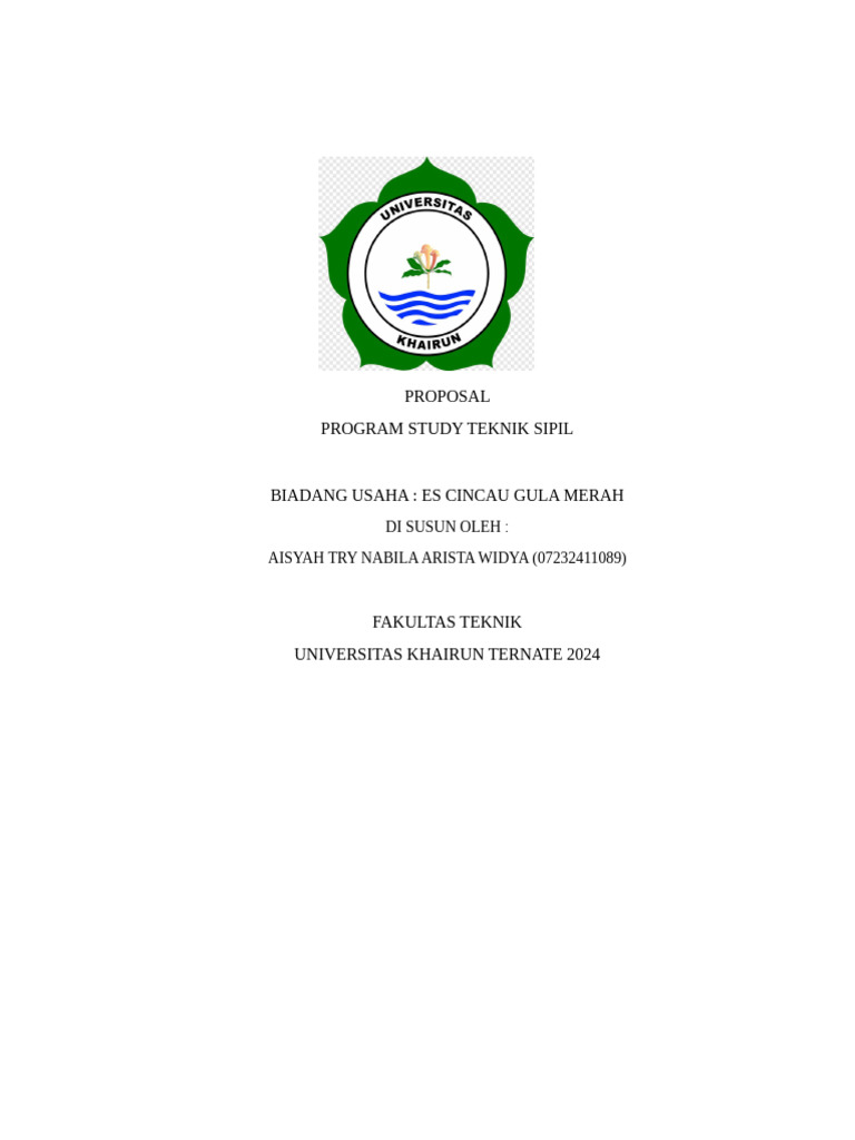 Teknik Sipil - Aisyah Try Nabila Arista Widya - 07232411030 - Proposal - Wirausaha | PDF