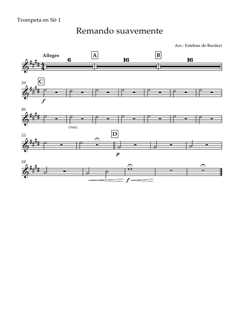 Remando Suavemente Virasoro - Trompeta en Sib 1 | PDF