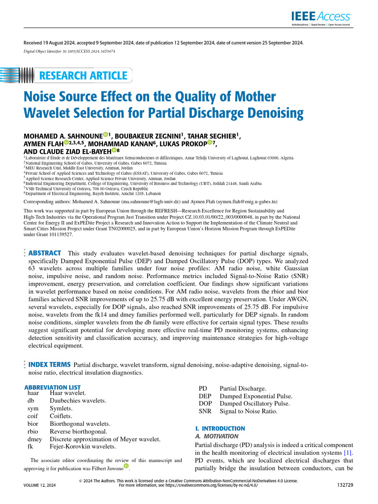 Noise Source Effect On The Quality of Mother Wavelet Selection For Partial Discharge Denoising ...