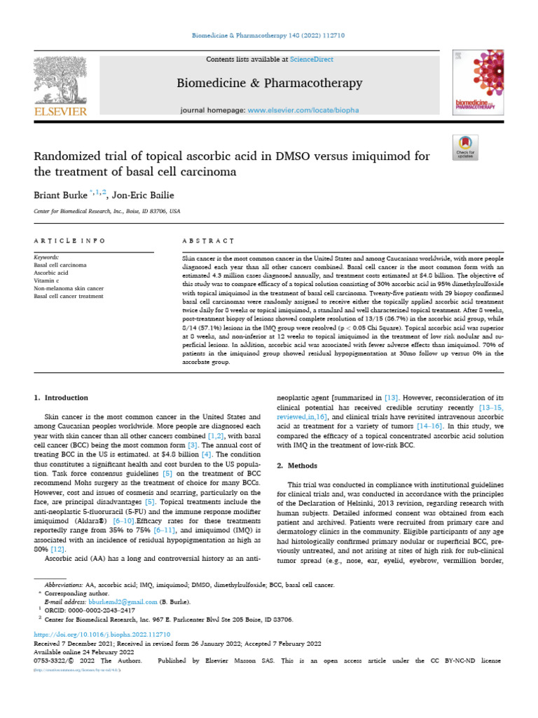 Randomized Trial of Topical Ascorbic Acid in DMSO Versus Imiquimod For ...