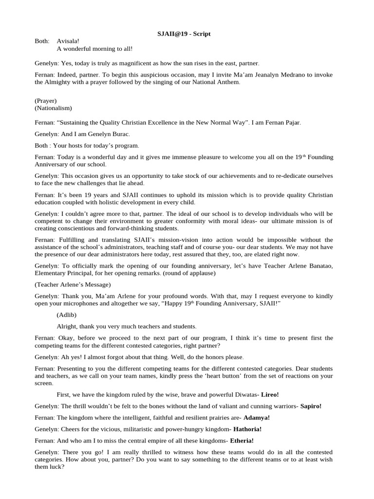 MC Script - HBDSjaii | PDF