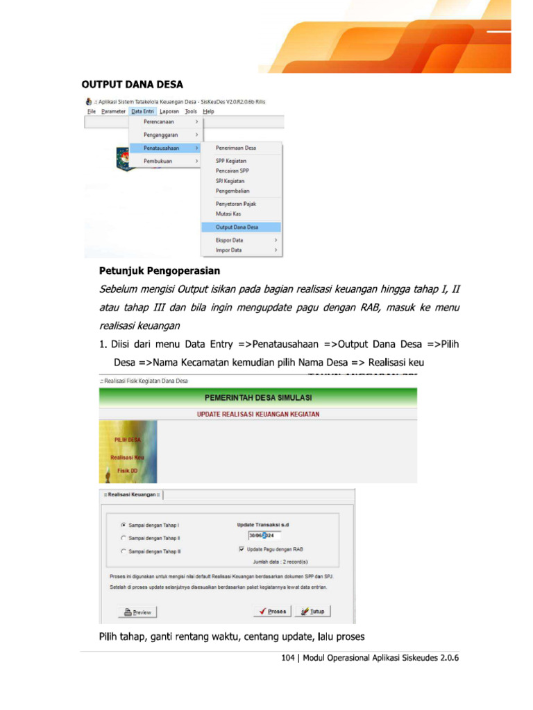 Cara Mengisi Output Dana Desa | PDF