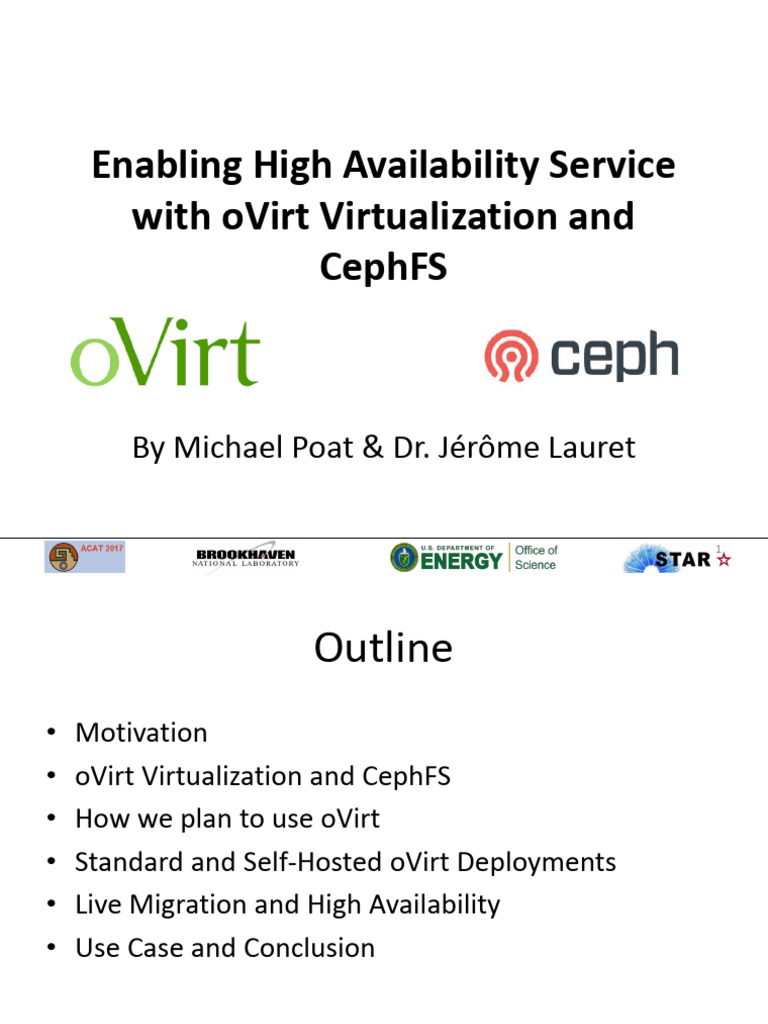 Enabling High Availability Service With Ovirt Virtualization and Cephfs | PDF | Virtualization ...