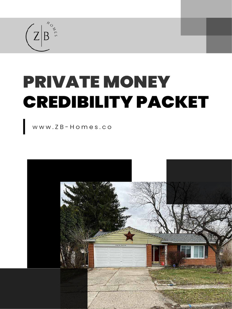 Private Money Credibility Package (ZB Homes) | PDF | Mortgages | Loans