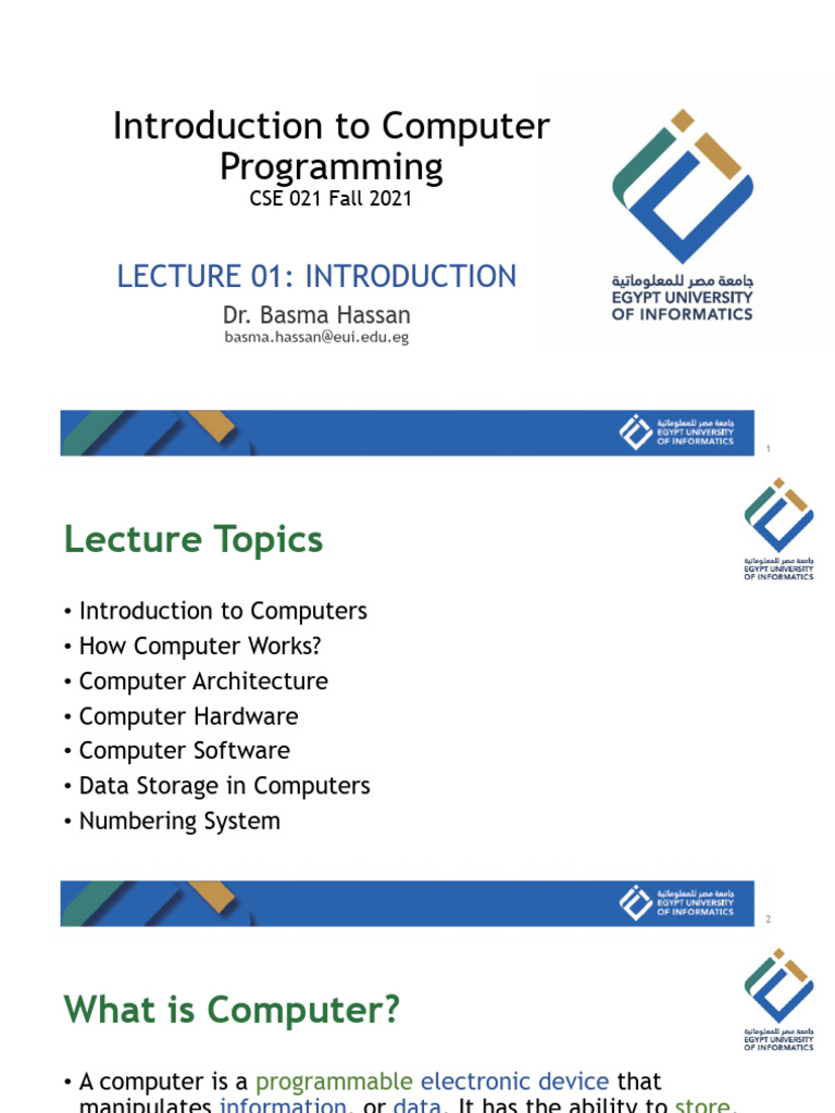 CSE 021 - Lec01 - Intro - 26.10.21 | PDF | Computer Data Storage | Computer Hardware