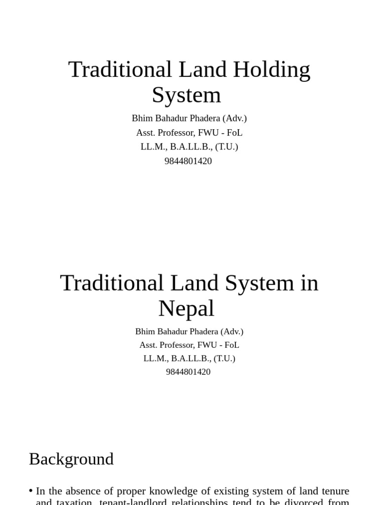 Land Tenure System | PDF | Leasehold Estate | Taxes