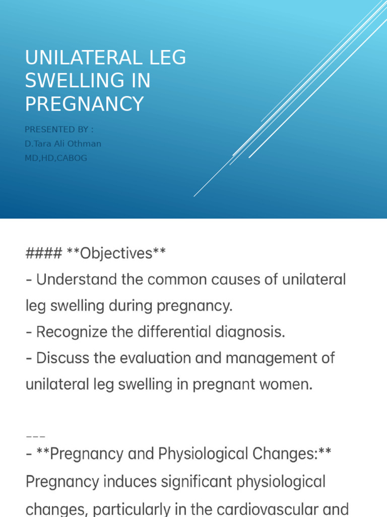 Unilateral Leg Swelling in Pregnancy | PDF