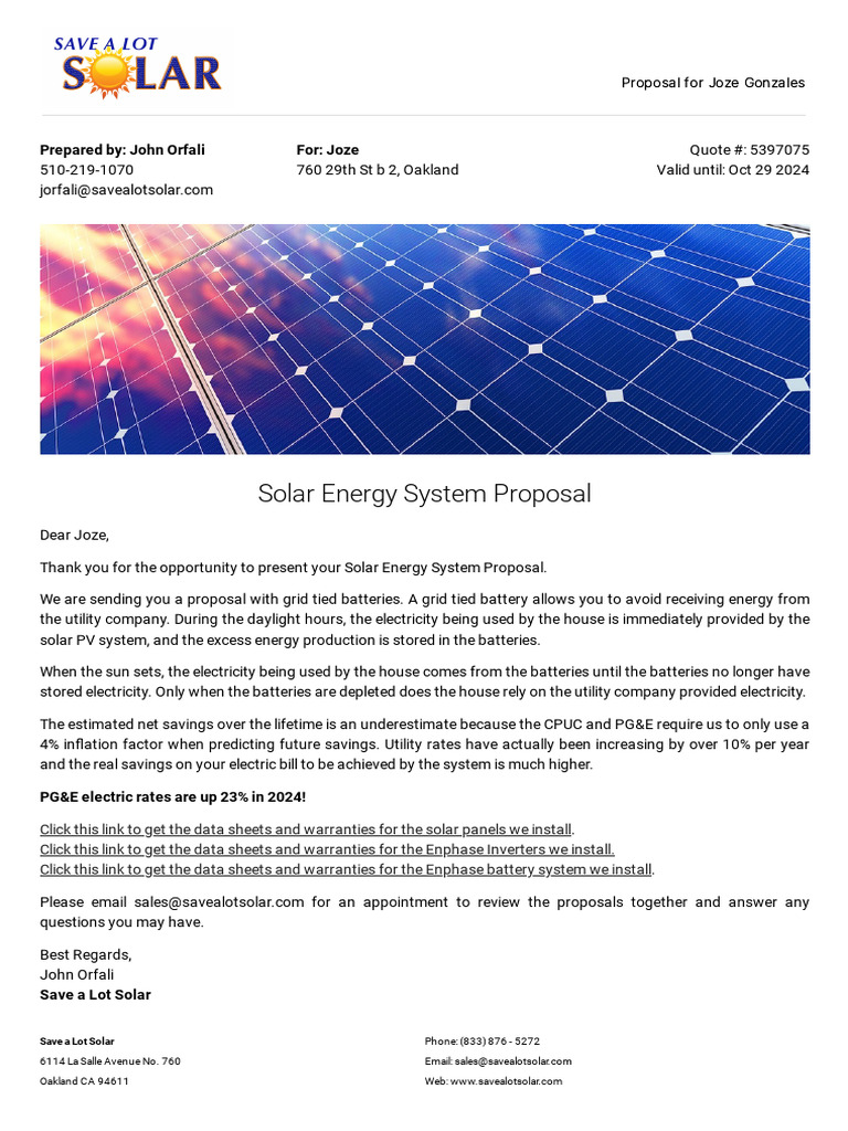 Proposal 760 29th ST B 2 | PDF | Solar Power | Photovoltaic System