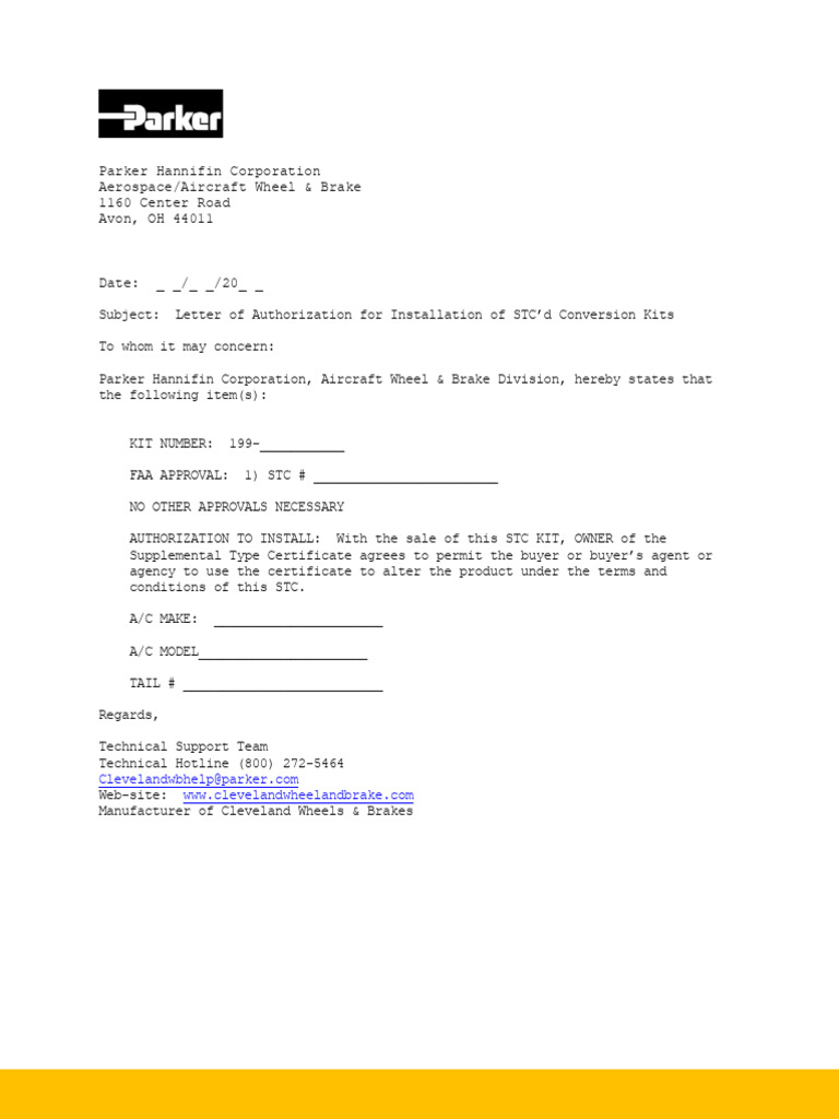 STC Installation Authorization Letter | PDF
