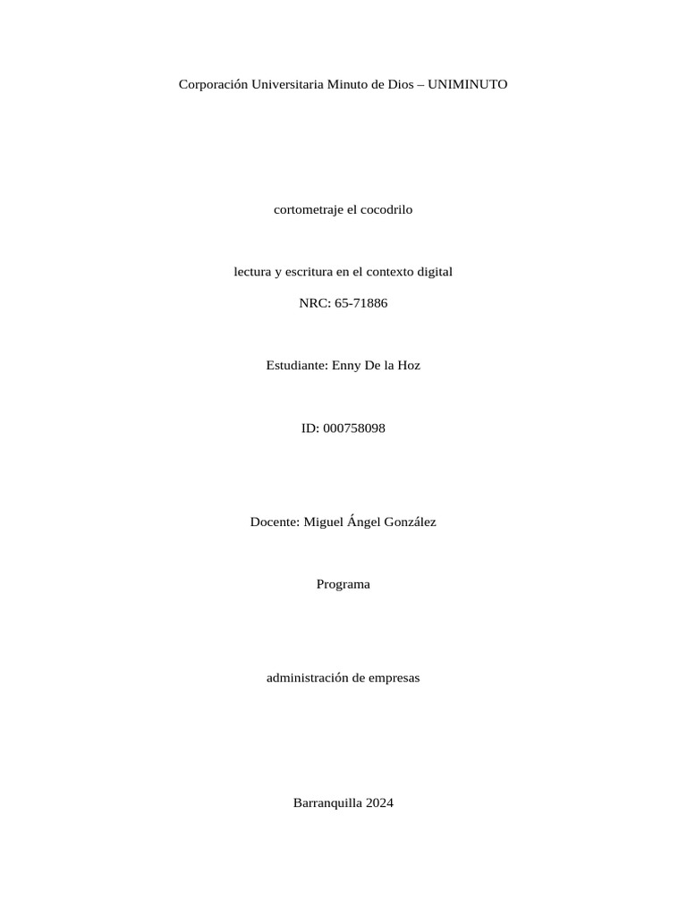 Cortometraje El Cocodrilo - La Clave | PDF | Comunicación