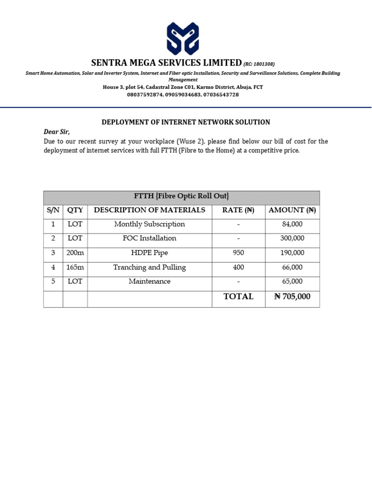 Internet Bill For Wuse 2 - 110724 | PDF | Fiber To The X | Electronics
