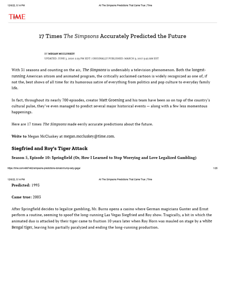 All The Simpsons Predictions That Came True - Time | PDF | The Simpsons ...