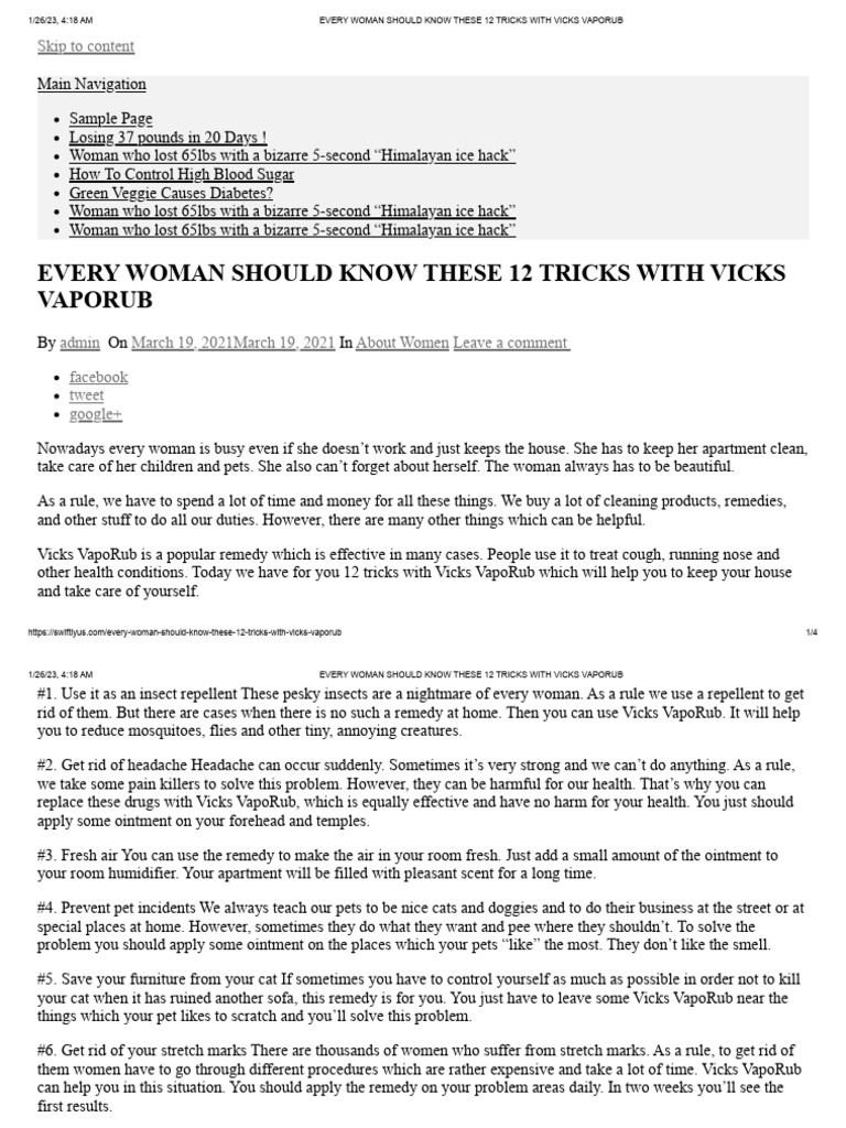 Every Woman Should Know These 12 Tricks With Vicks Vaporub | PDF | Nail ...